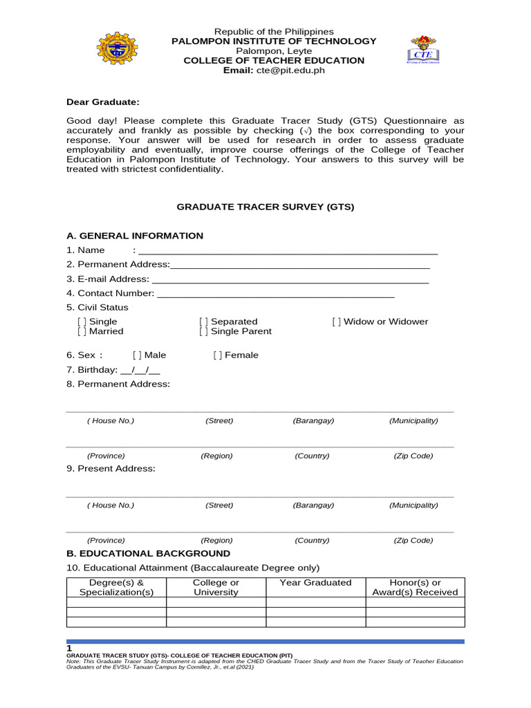 Graduate Tracer Study FINAL | PDF | Teacher Education