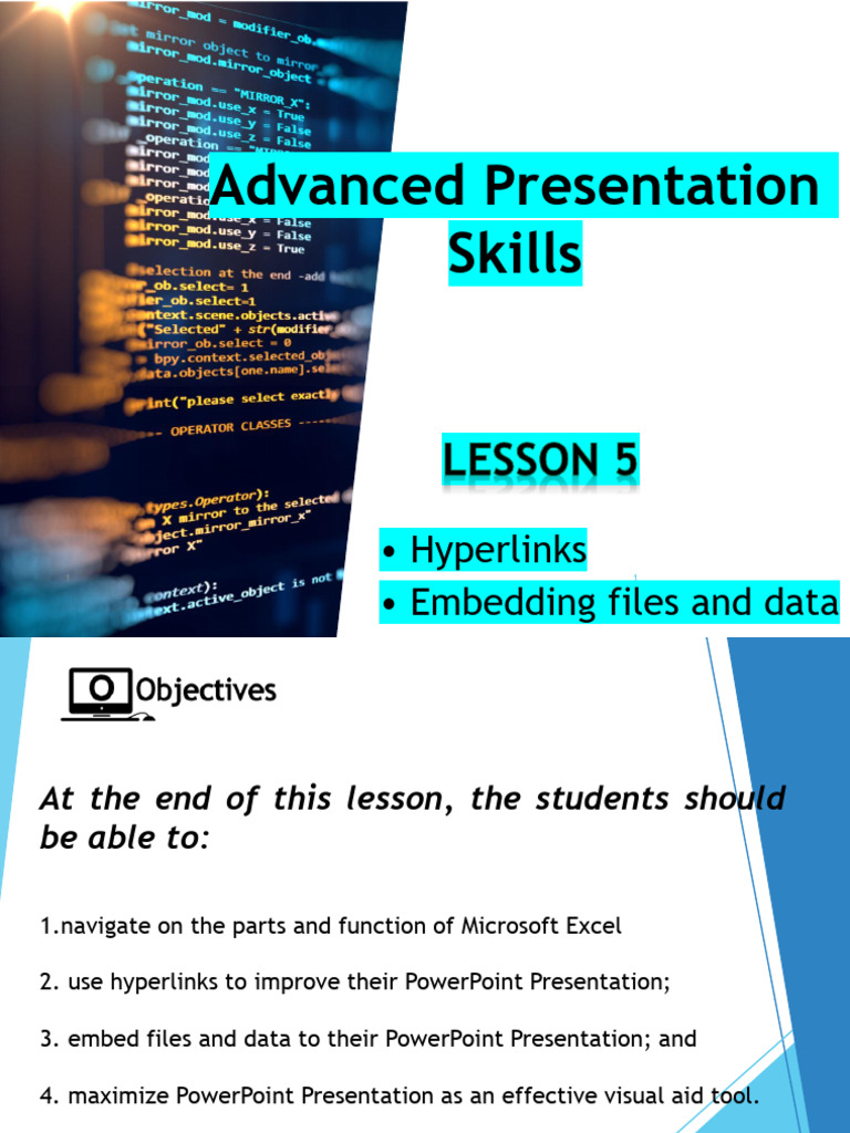 L5 Advanced Presentation Skills | PDF | Hyperlink | Microsoft Power Point