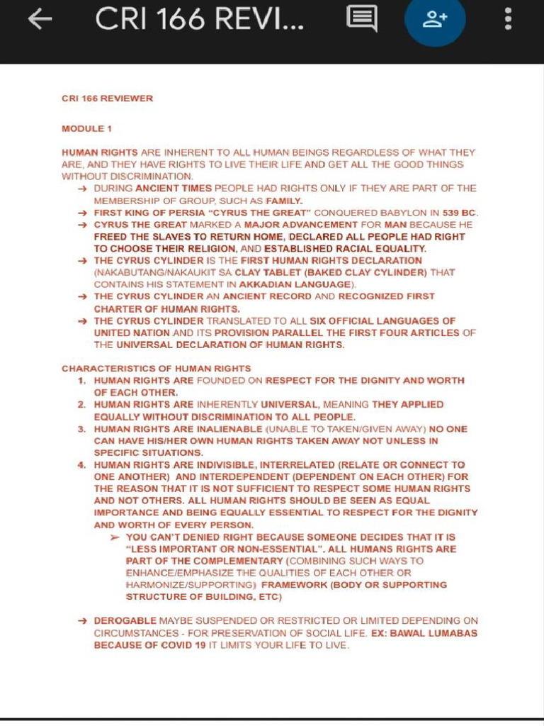 Cri 166 Module 1 Reviewer | PDF