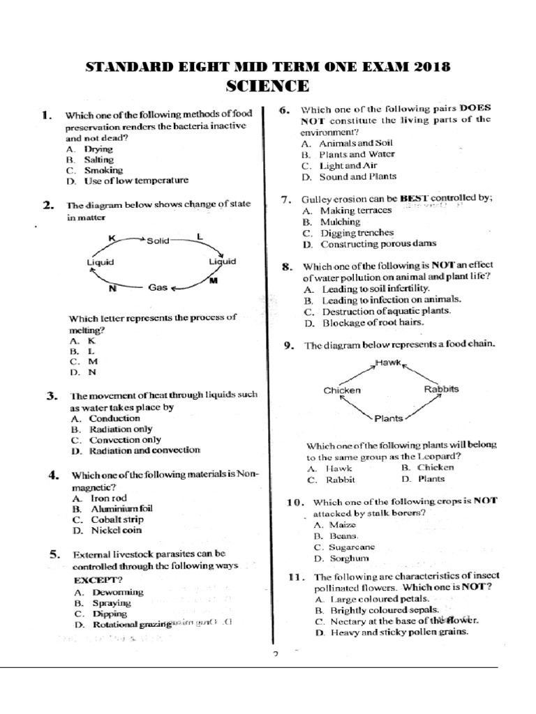 Science Class 8 Mid Term 1 2018 | PDF