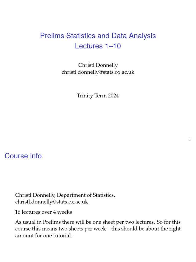 Lecture slides 1 to 10 - 2024 | PDF | Estimator | Bias Of An Estimator