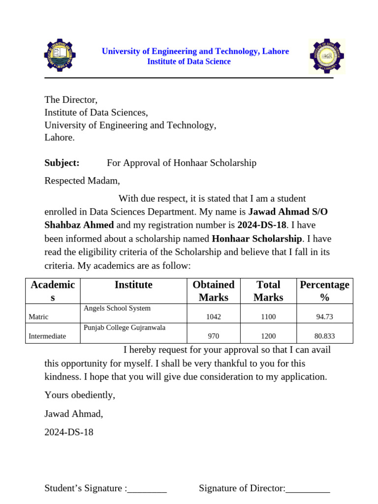 2024-DS-18 Scholar Ship Form | PDF