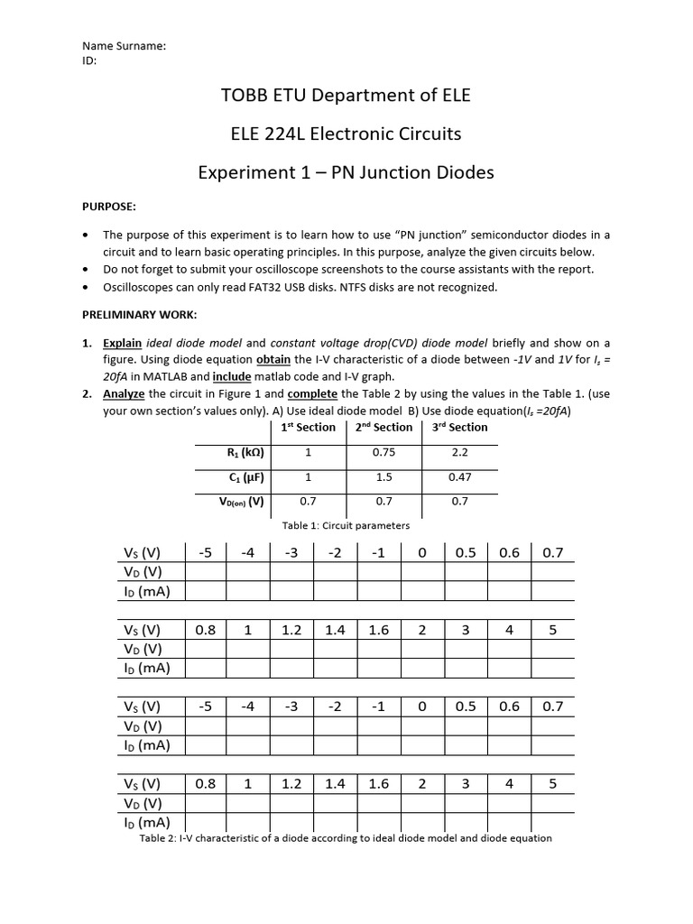 Preliminary__Experiment_1 | PDF | Rectifier | Diode