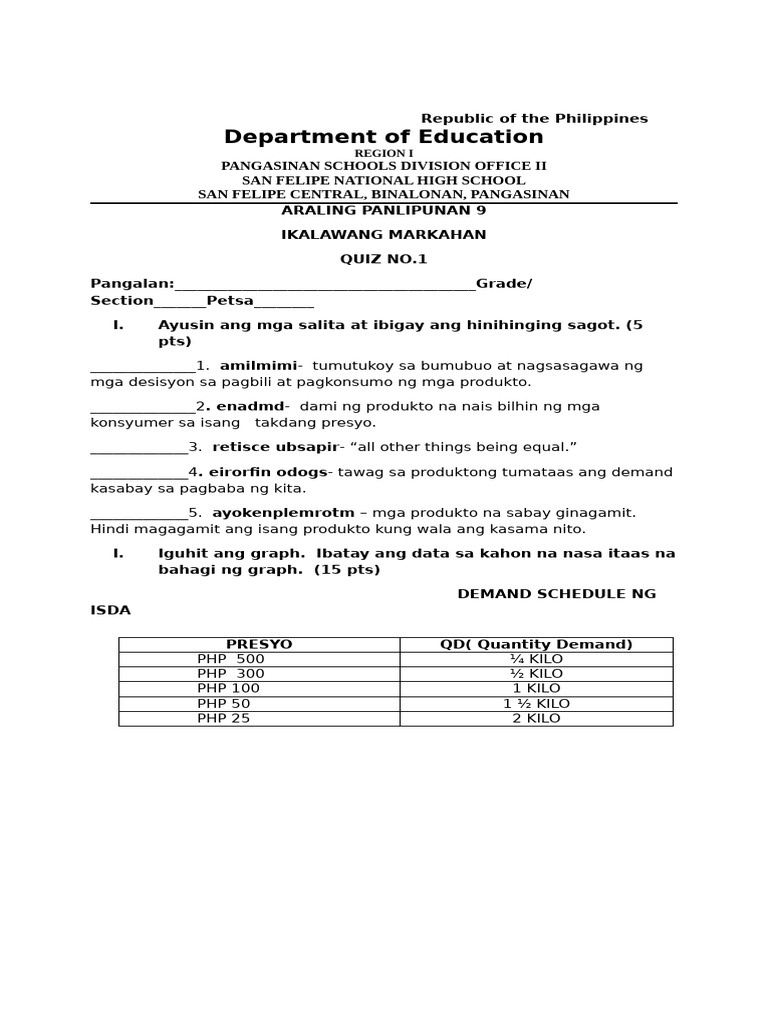 Ap9 - Q2 Quiz 1 | PDF