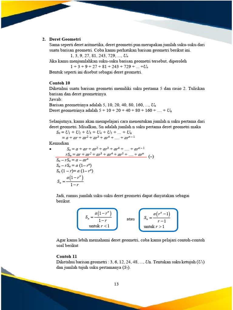 Rumus dan Contoh Deret Geometri | PDF | Metode & Bahan Ajar