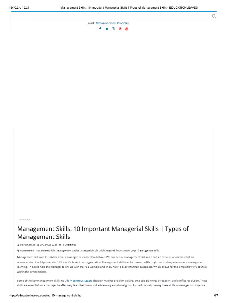 Management Skills_ 10 Important Manager.. | PDF