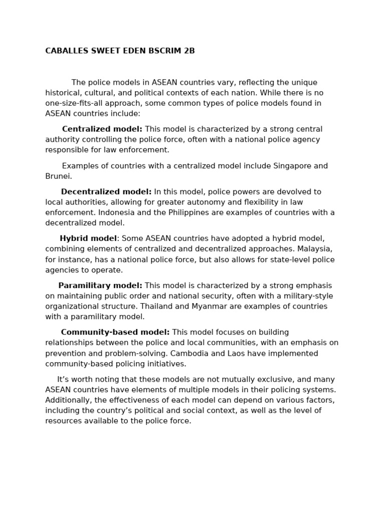 Asean Police Model | PDF | Politics