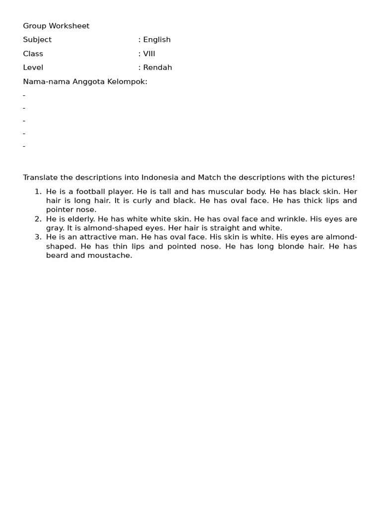 Group Worksheet | PDF | Career & Growth | Foreign Language Studies