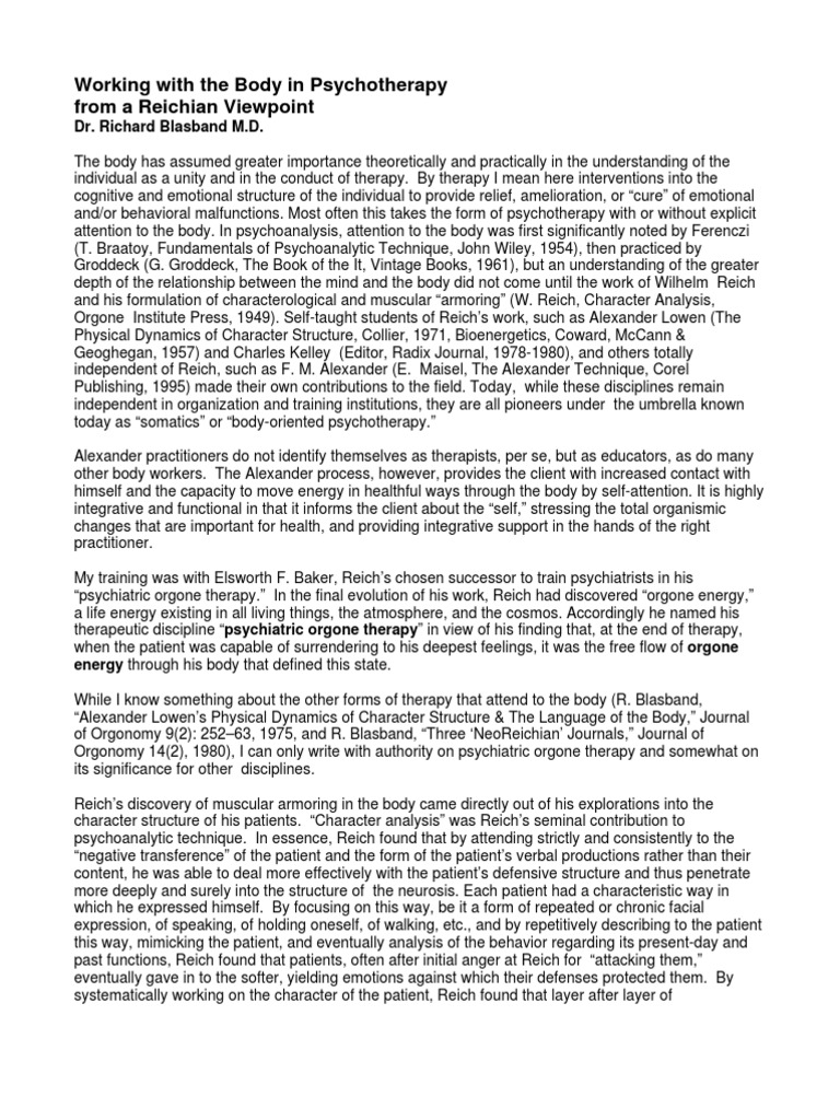 Reichian Therapy and Character Structures | PDF | Wilhelm Reich ...