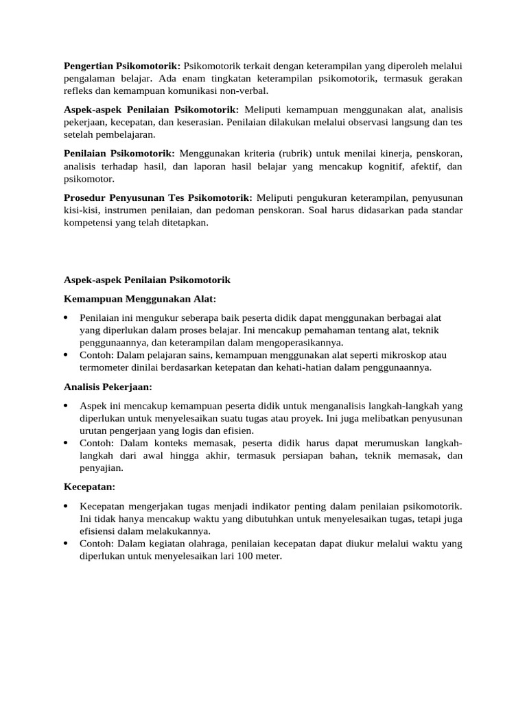penjelasan Psikomotorik | PDF