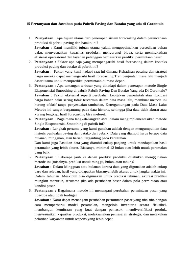 15 Pertanyaan Proposal Devi Calorina | PDF | Bisnis