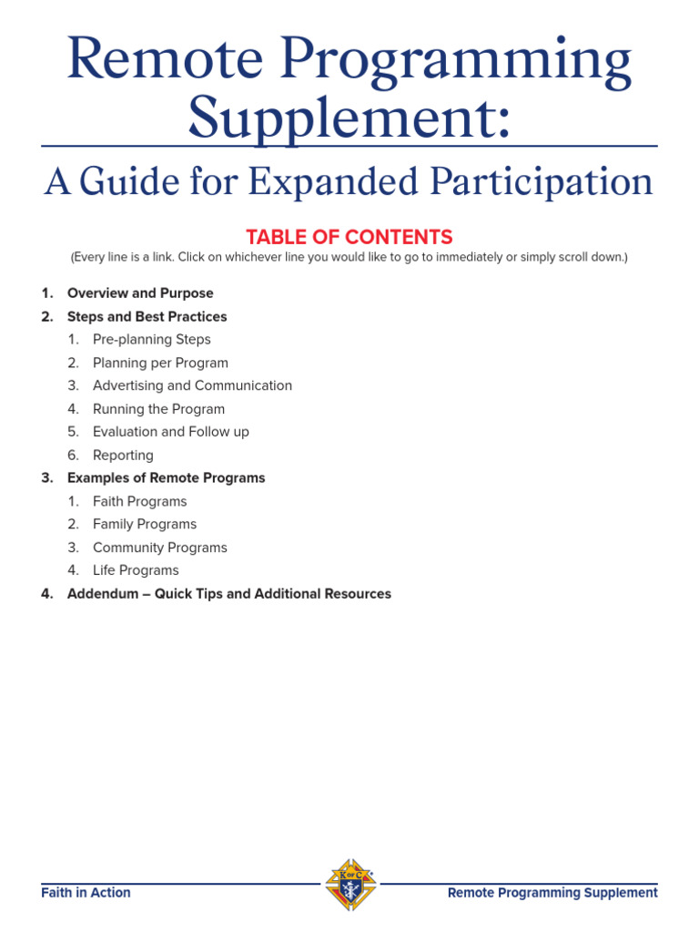 Remote Program Supplement | PDF | Prayer | Social Media