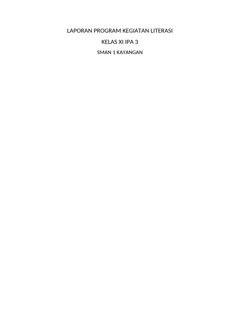 Laporan Kegiatan Literasi Xi Ipa 3 | PDF