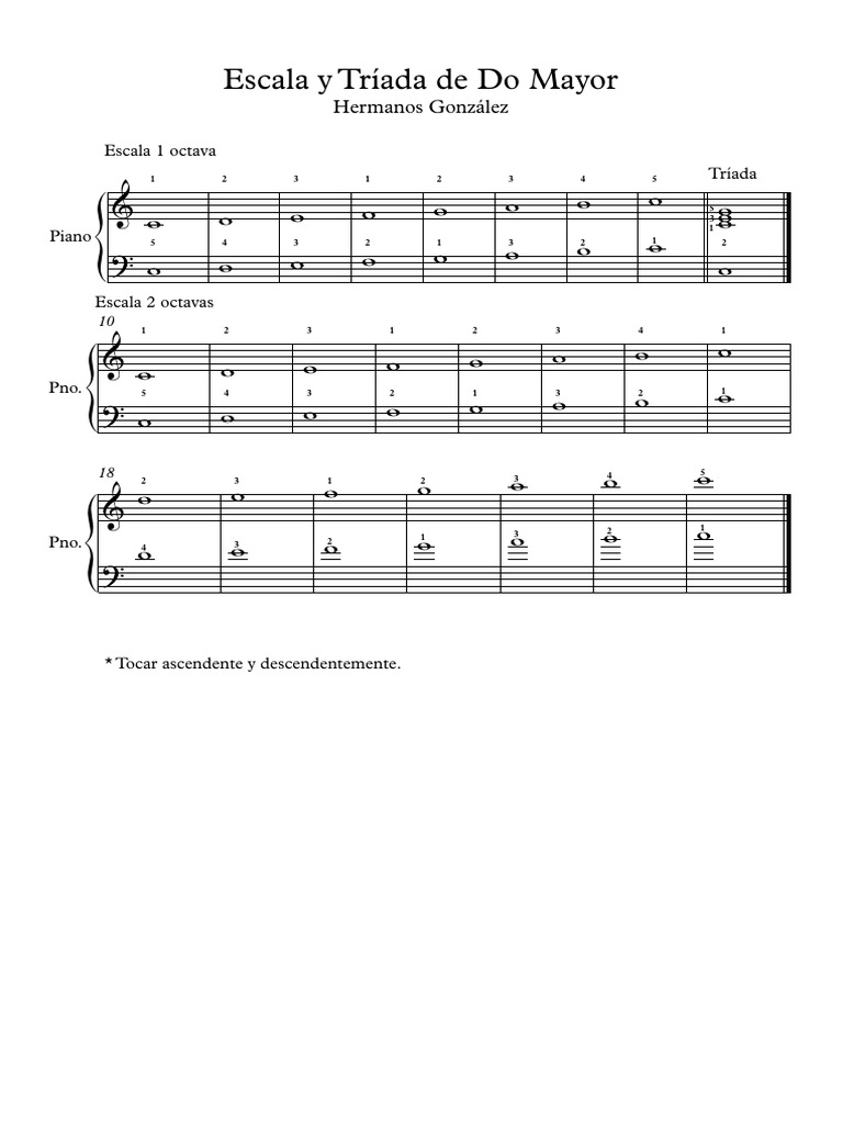 Escala y Tríada de Do Mayor | PDF