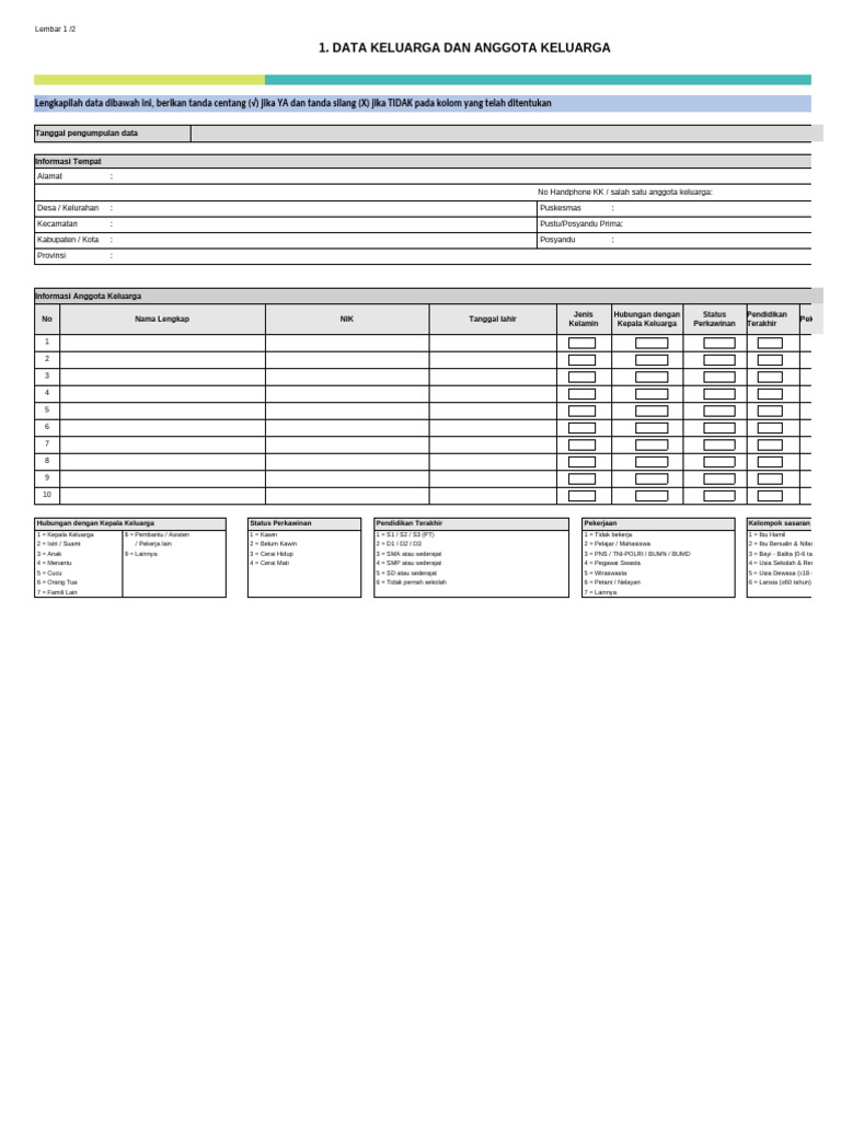 Kartu Ceklis Kunjungan Rumah | PDF