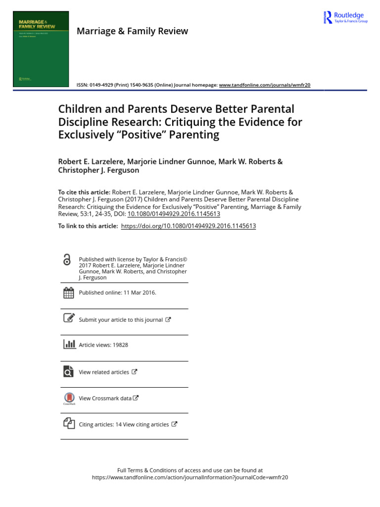 Children and Parents Deserve Better Parental Discipline Research ...