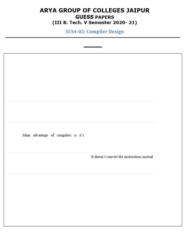5CS4-02-CD - Guess Paper @zammers | PDF | Parsing | Software Development