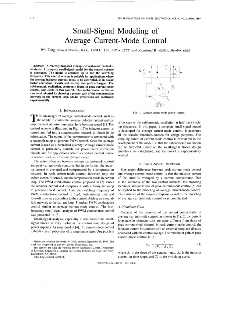 Small-Signal Modeling of Average Current-Mode Control | PDF | Power ...