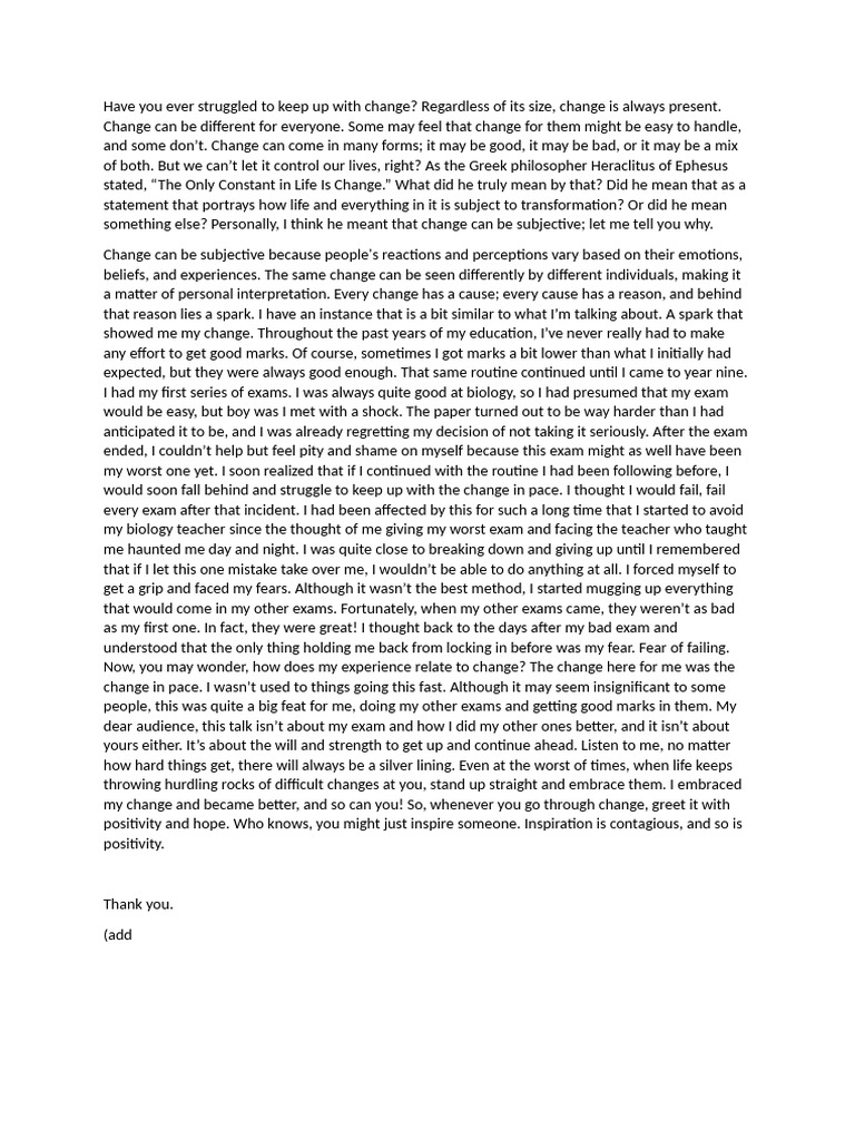 TedX Speech (New One) | PDF | Reason