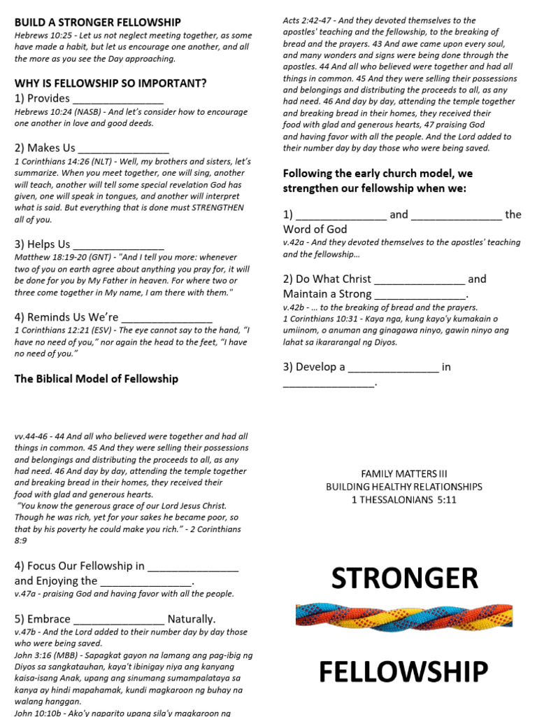 8.24.24 BUILD A STRONGER FELLOWSHIP Outline | PDF | Jesus | God