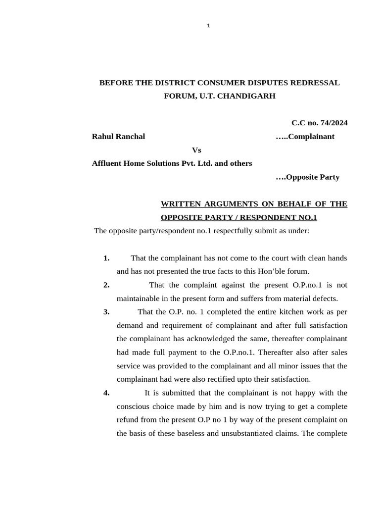 Rahul Ranchal - Written Arguments OP1 | PDF | Justice | Crime & Violence