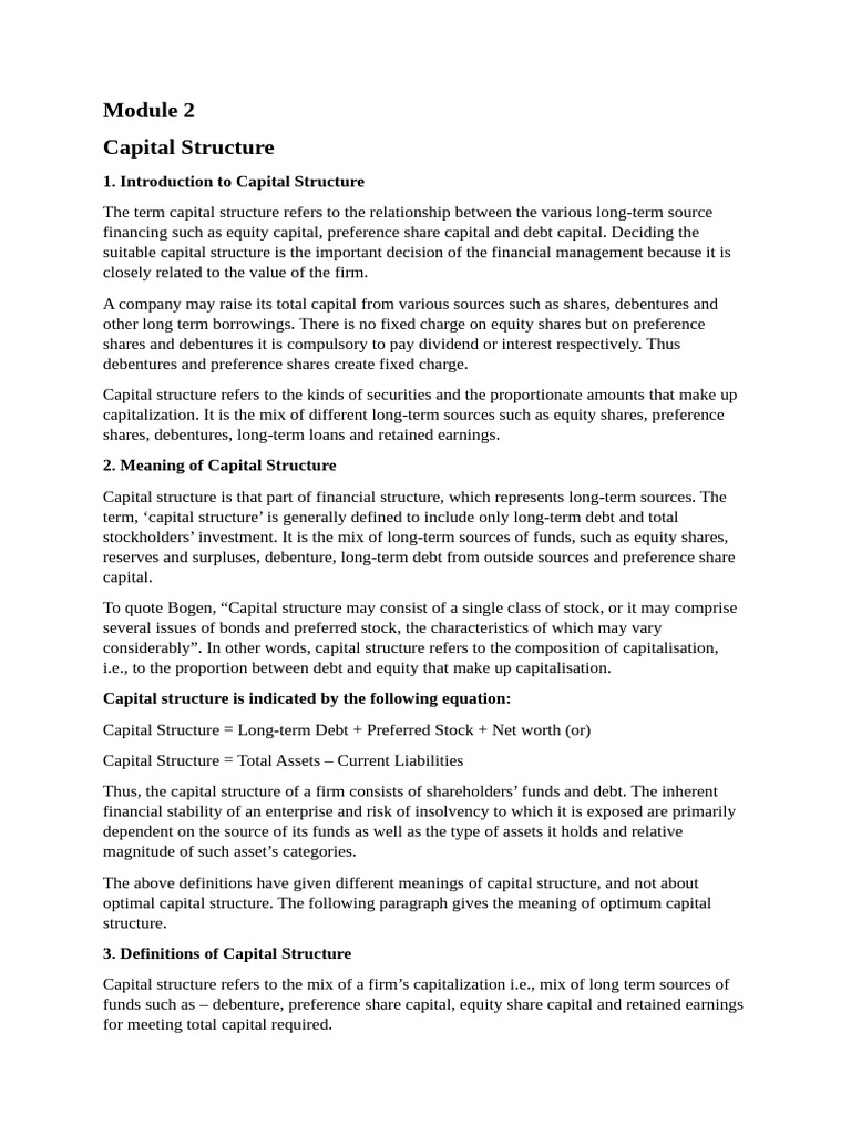 Module 2 | PDF | Capital Structure | Equity (Finance)