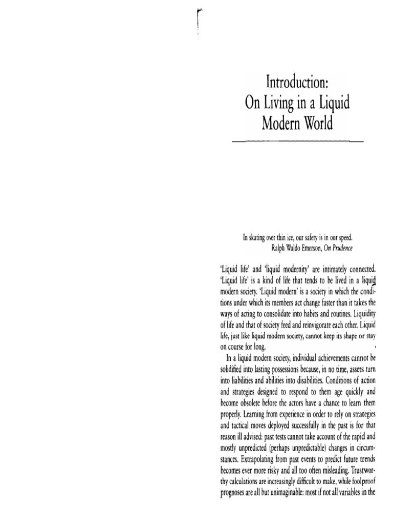 Bauman Living in A Liquid Modern World | PDF | Philosophy | Law