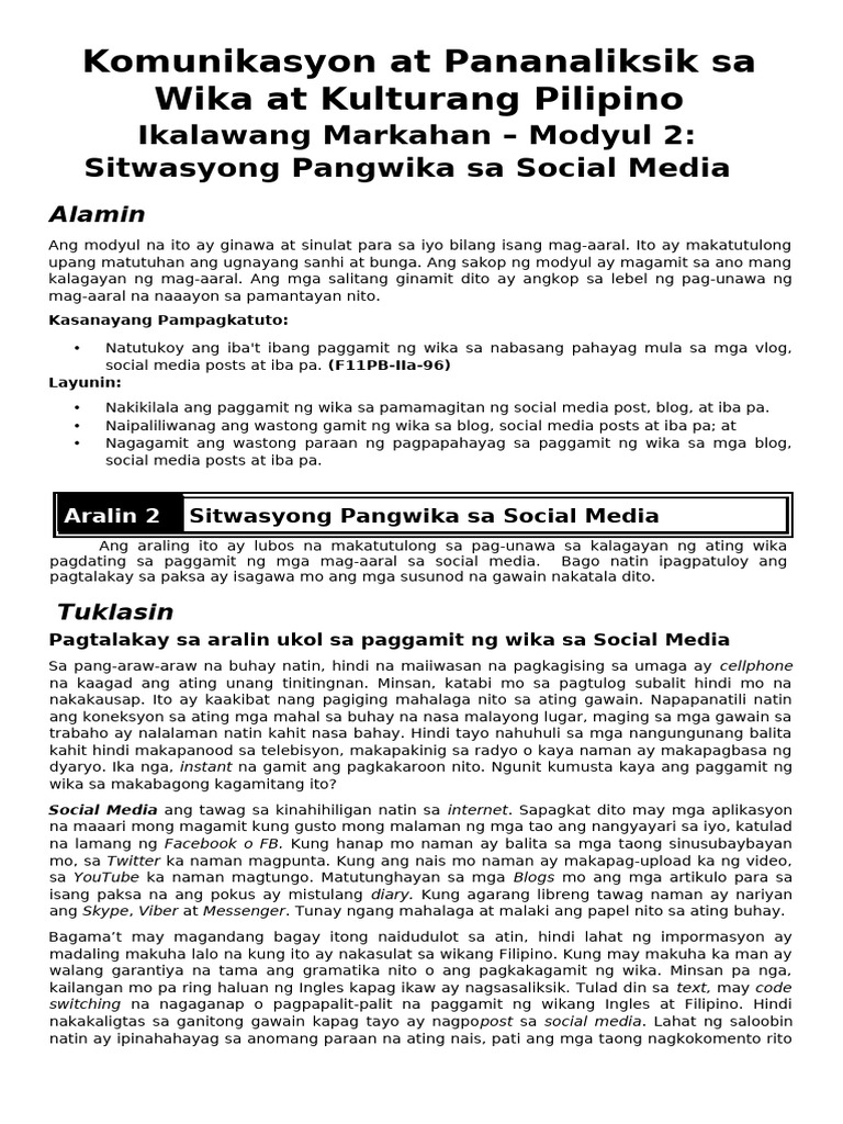 Kom Pan Q2 Modyul 2 | PDF