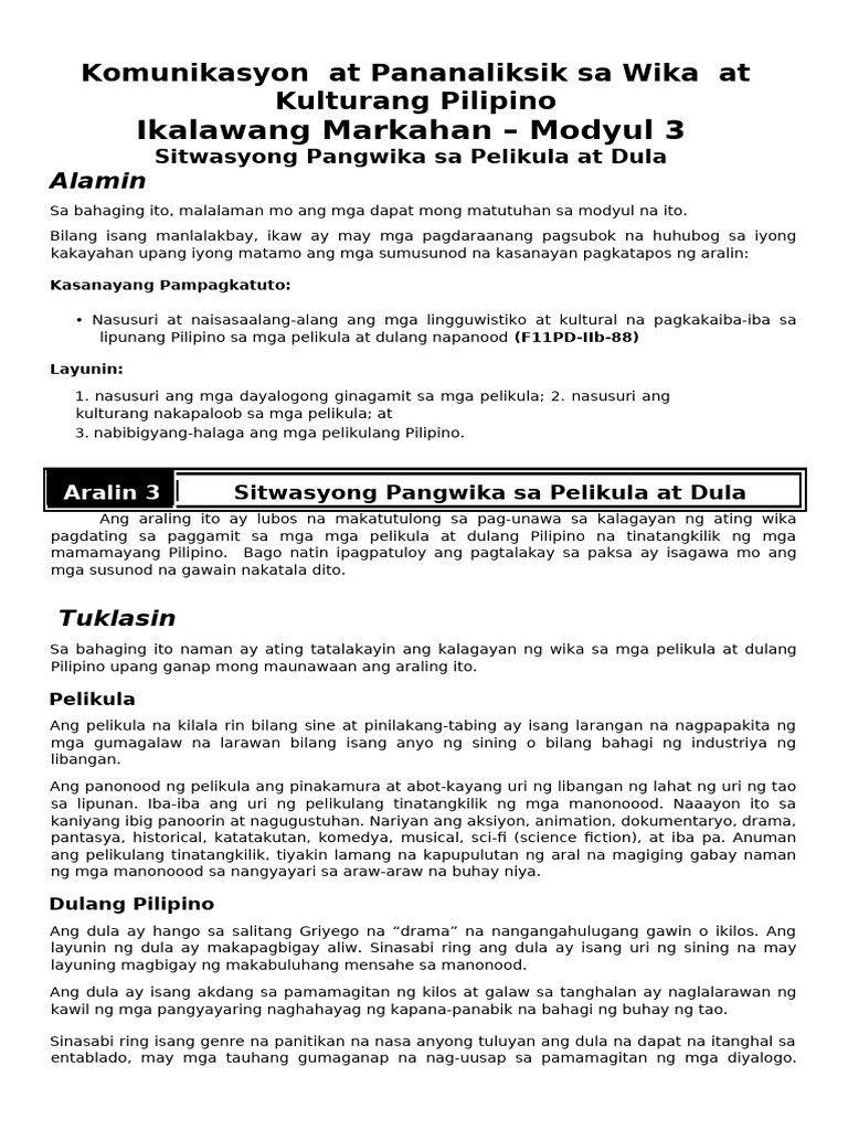 Kom Pan Q2 Modyul 3 | PDF