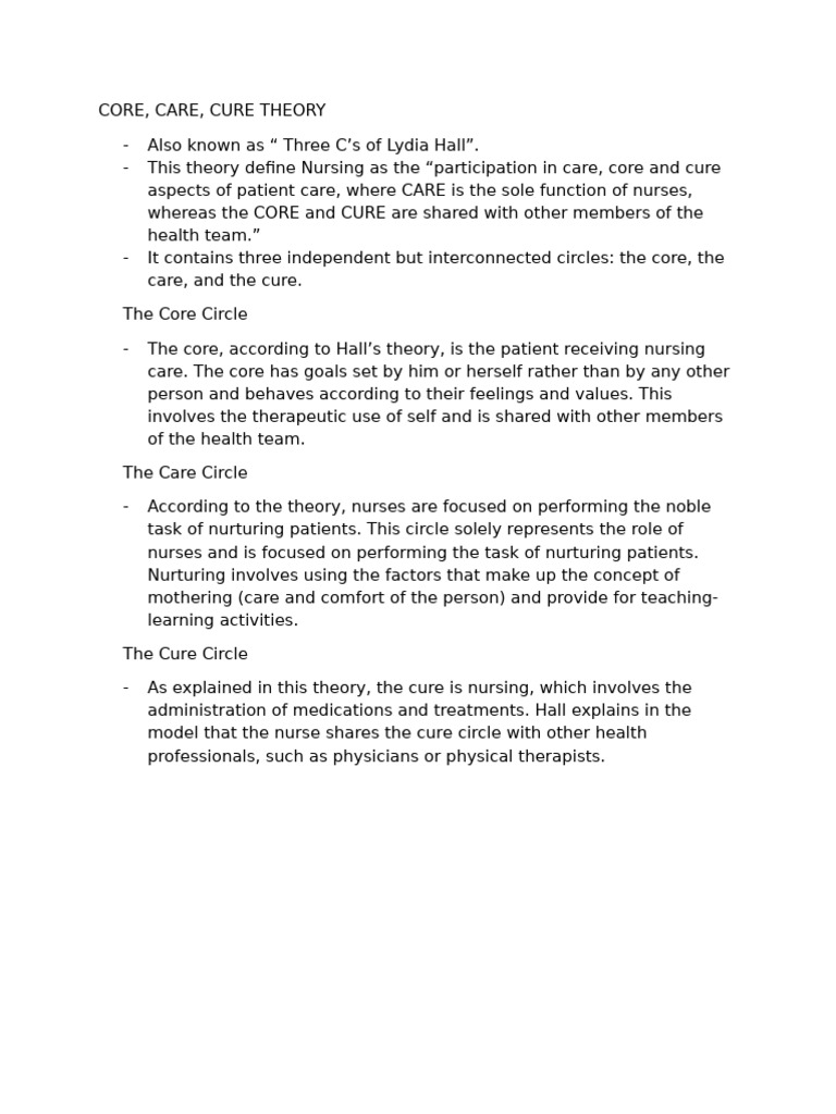 Core Care Cure Theory | PDF | Career & Growth | Self-Improvement