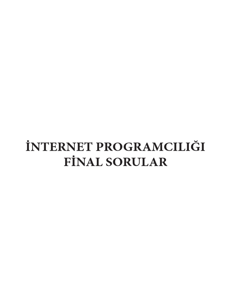 Ata Aof Internet Programciligi Final Sorulari Ve Cevaplari | PDF