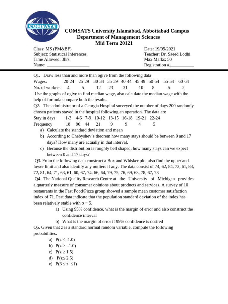 midterm question paper | PDF