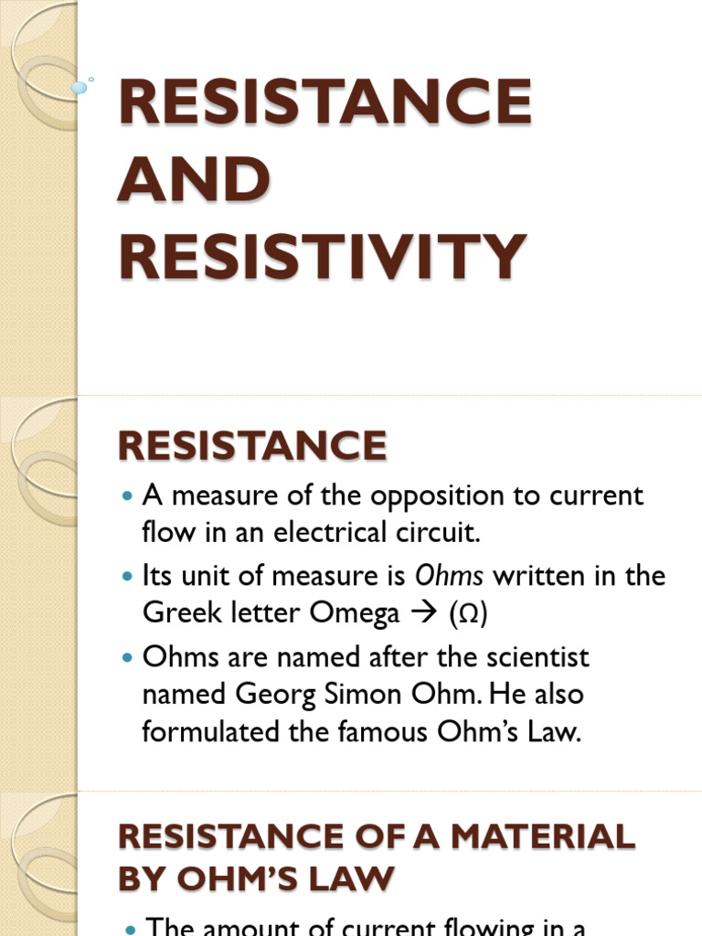 Lecture 11 - Resistance and Resistivity | PDF | Electrical Resistance And Conductance ...