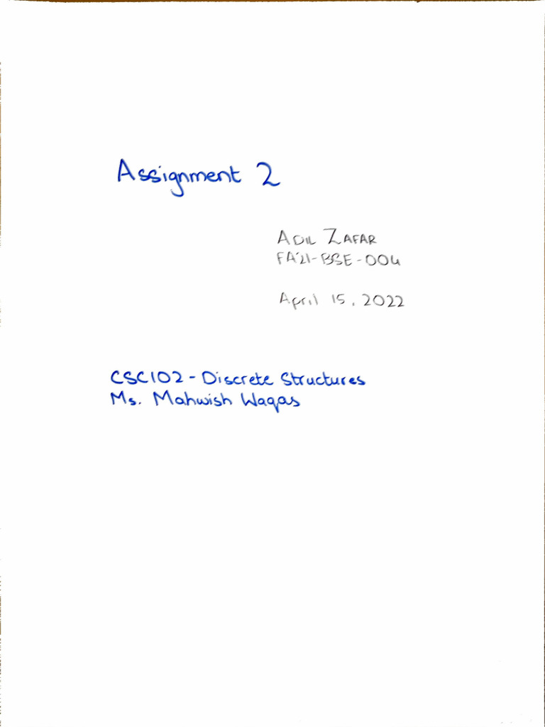 Discrete Structures Assignment 2 | PDF