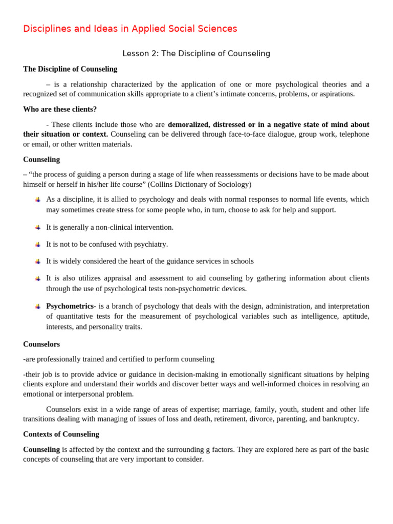 Applied Social Science L2 grade 12 | PDF | Counseling Psychology ...