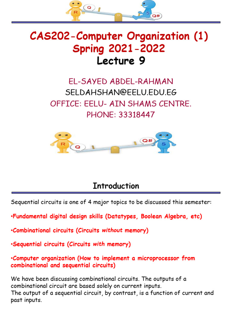 CAS202 Lecture 9: Sequential Circuits | PDF | Electronic Circuits | Electrical Circuits
