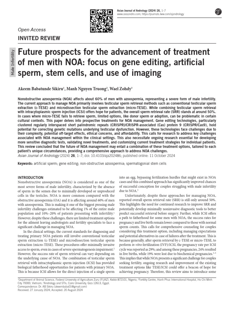 Future Treatments for NOA: Gene Editing & More | PDF | Embryonic Stem ...