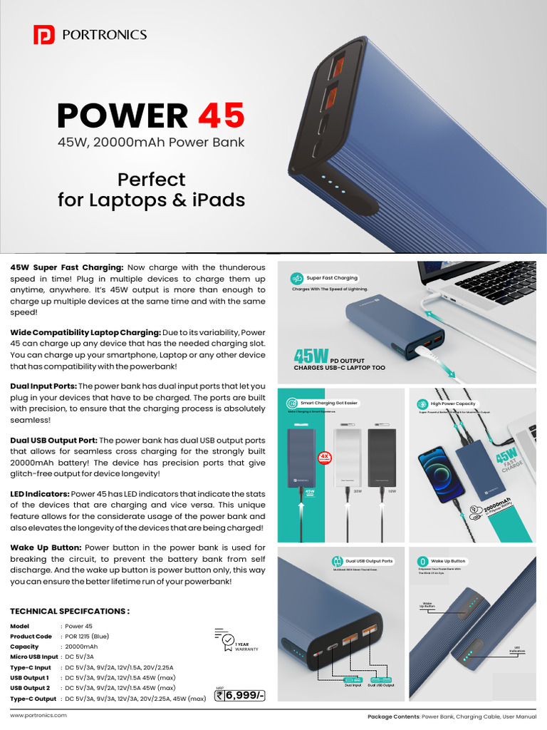 Power_45_Product_Sheet | PDF | Battery Charger | Laptop