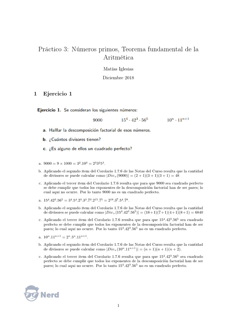 Práctico 3 (Letra y Resolución) | PDF | Factorización | Número primo