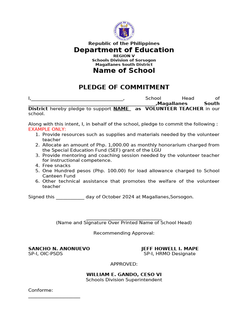 pledge-of-commitment-template | PDF