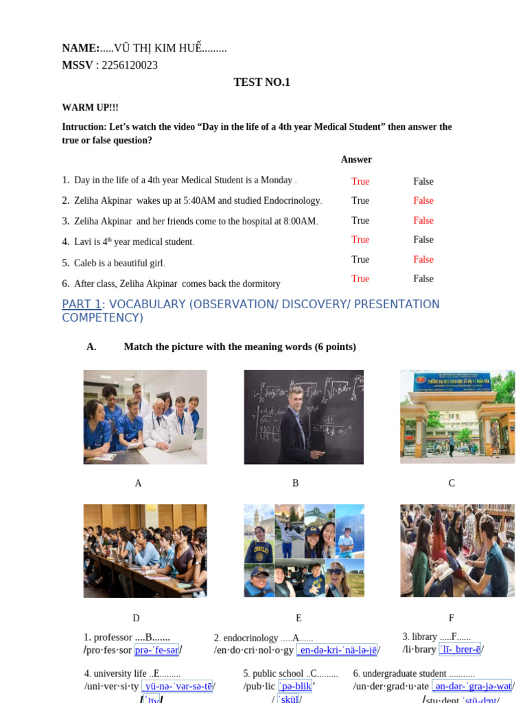 TIẾNG ANH TEST NO1 | PDF | International Student | University