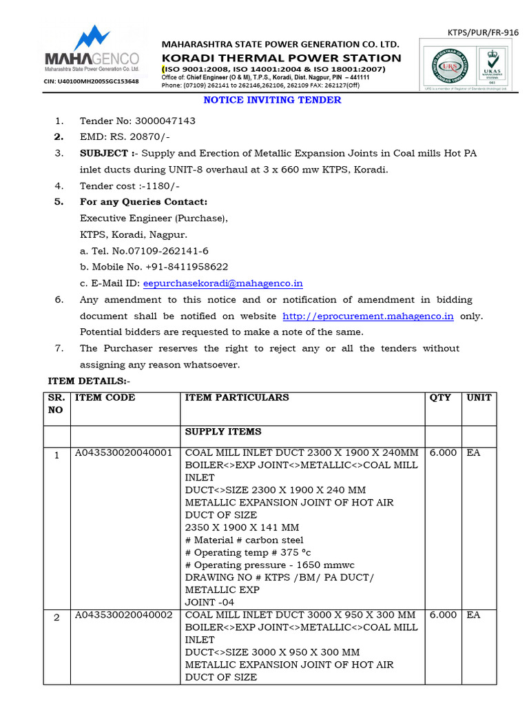 Notice Inviting Tender | PDF