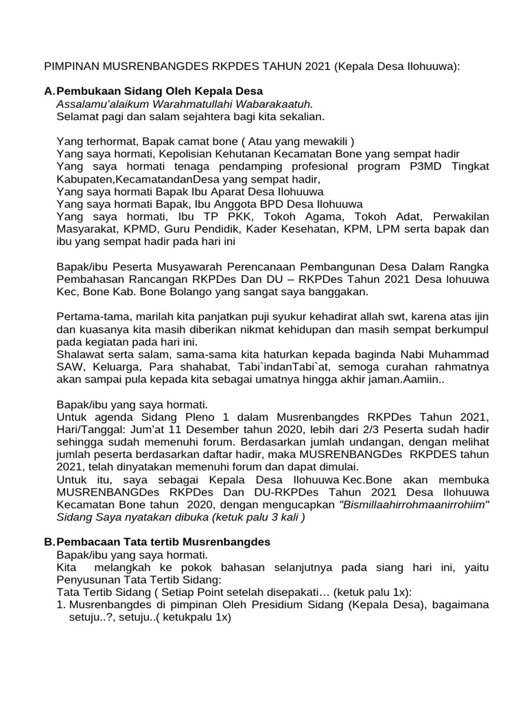 02 Draft Pimpinan Musren Rkpdes | PDF | Karier & Perkembangan | Griya ...
