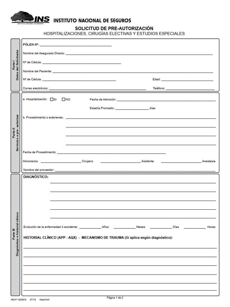 formulario-de-preautorización-editable | PDF | Póliza de seguros | Medicina