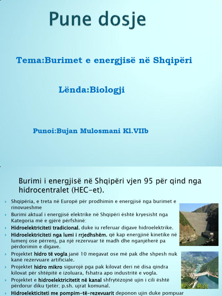 Burimet e Energjisë Në Shqipëri | PDF
