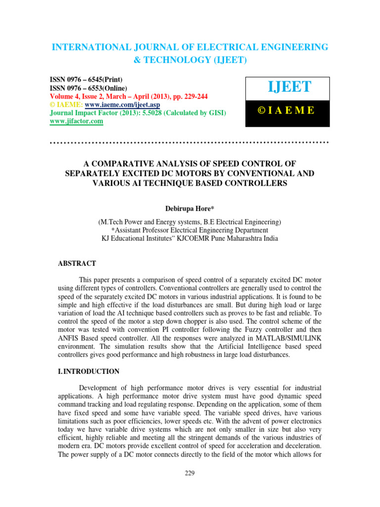 A Comparative Analysis of Speed Control | PDF | Direct Current ...