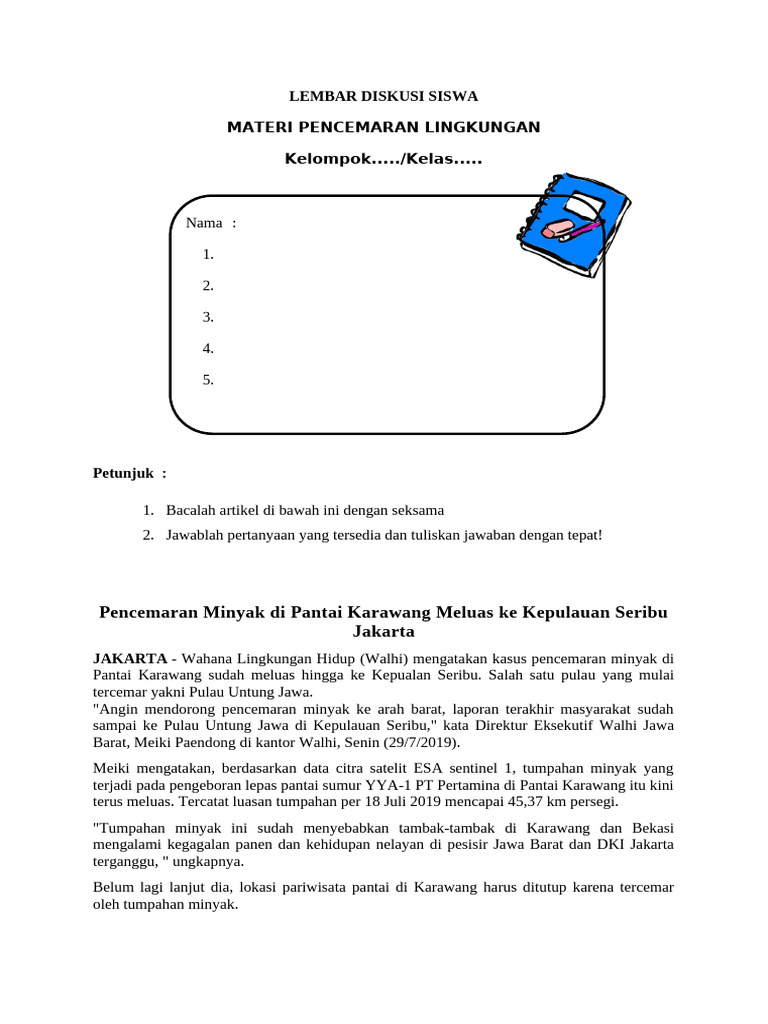 Lembar Diskusi Siswa Pencemaran Lingkungan | PDF