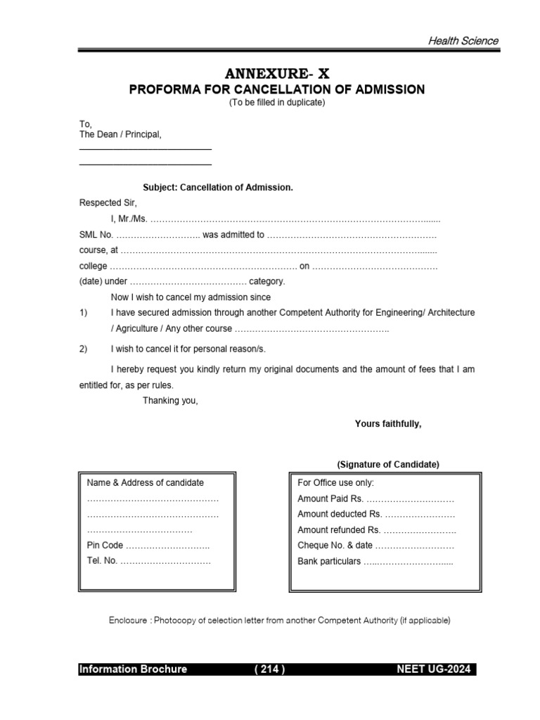 Admission Cancellation Application Form | PDF | Business | Technology ...