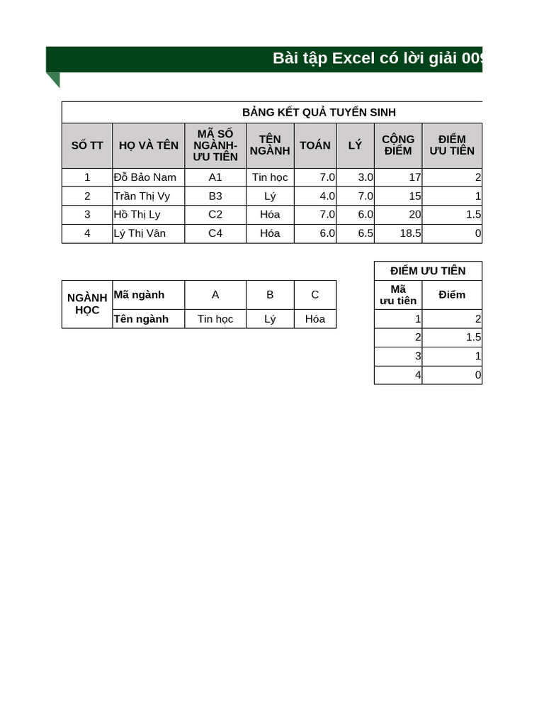 Bai Tap Excel 009 | PDF