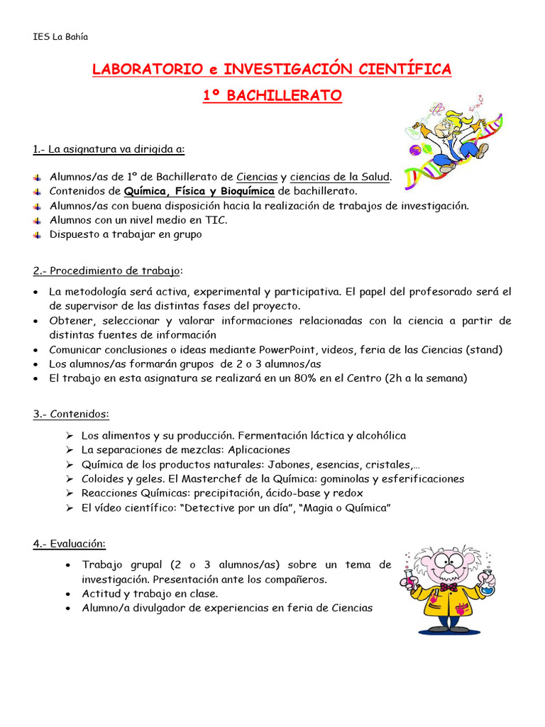 Publicidad Lab Inves Cientifica 1º Bachillerato | PDF | Tecnología e ...